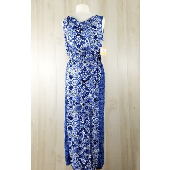 Ellen Tracy | Dresses | Ellen Tracy Provence Lapis Drape Neck Maxi ...
